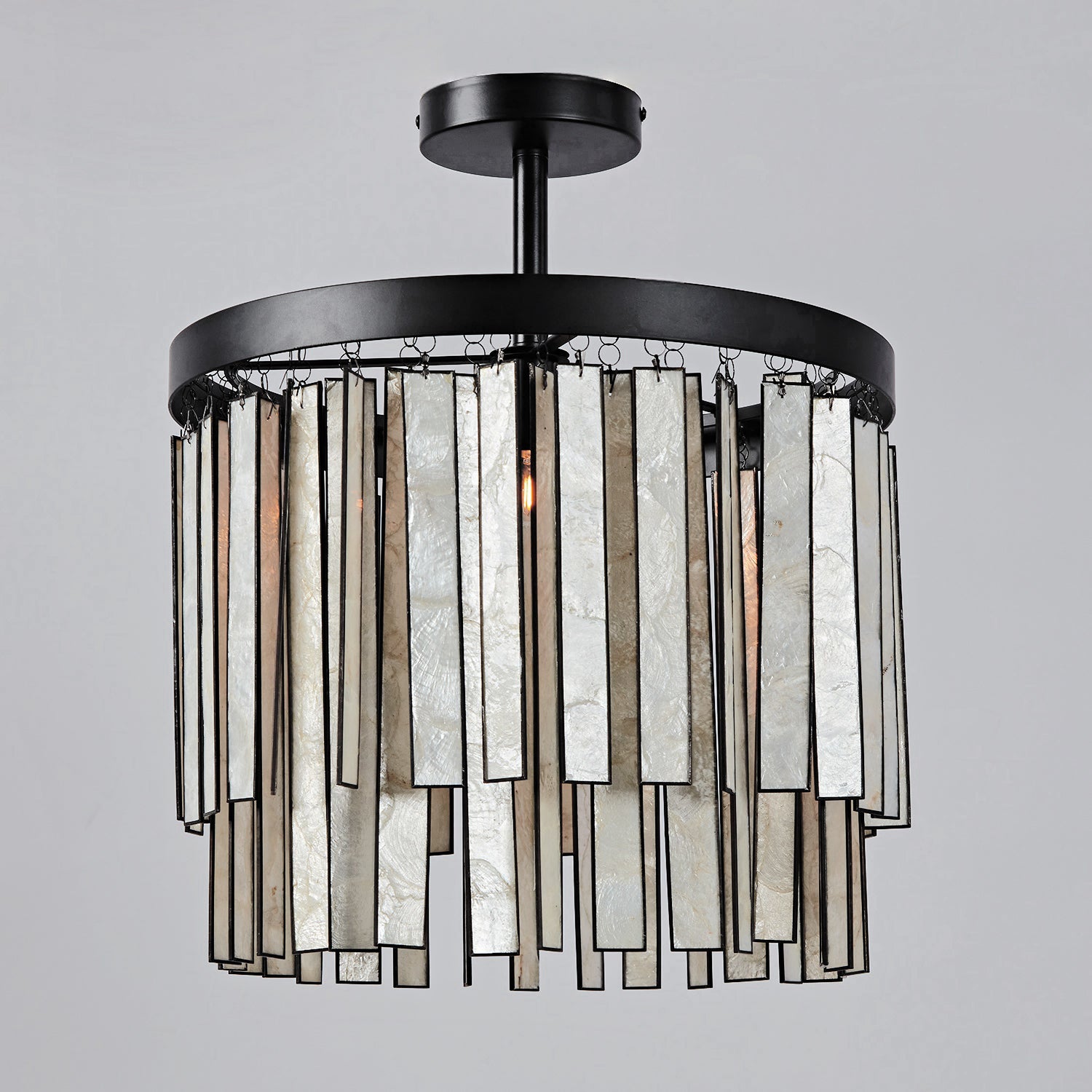 Brushed Brass Finish Capiz Shell Ceiling Light: Flush Mount with Capiz ...
