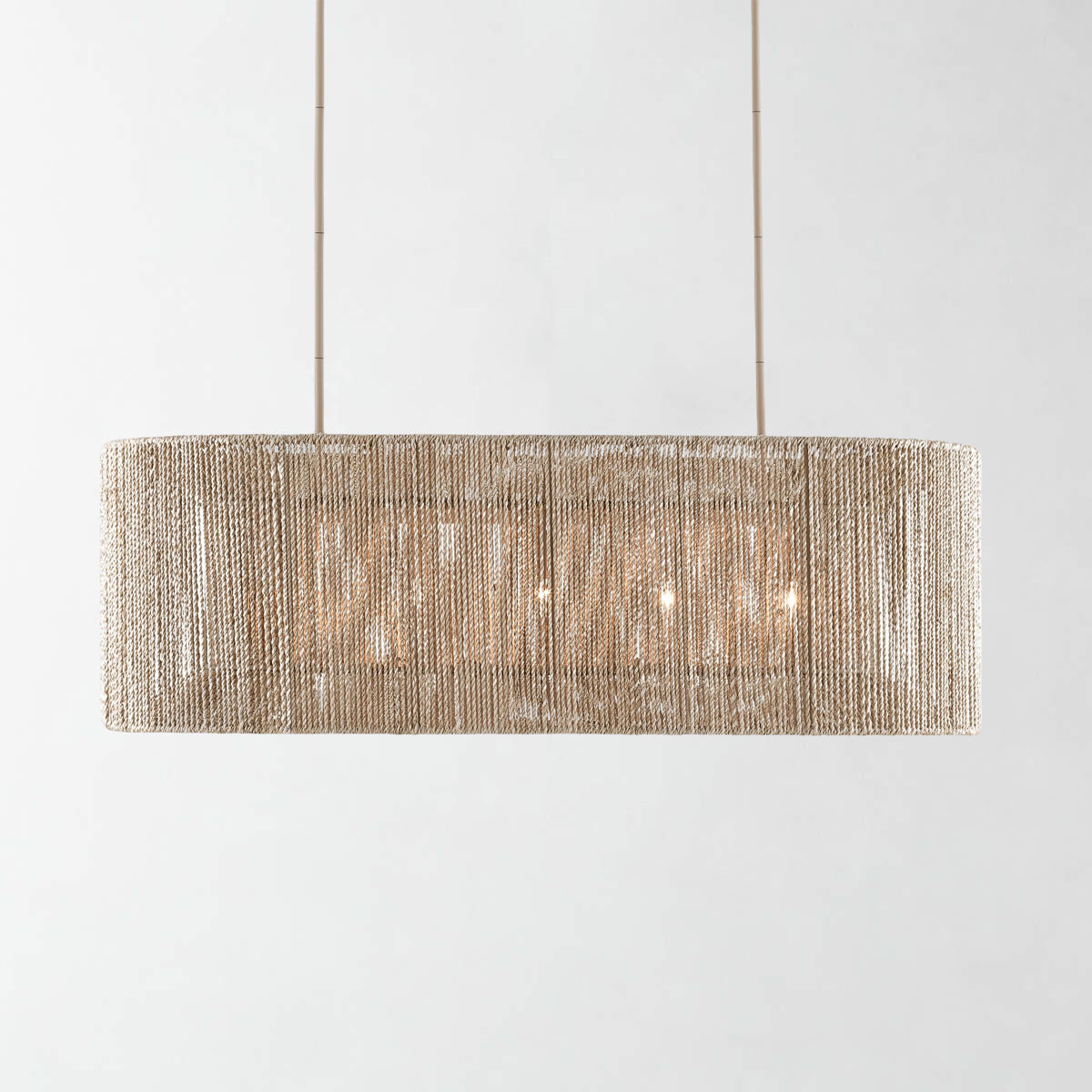 Coastal-Inspired Abaca Rope Linear Iron Chandelier – Dimmer Compatible ...